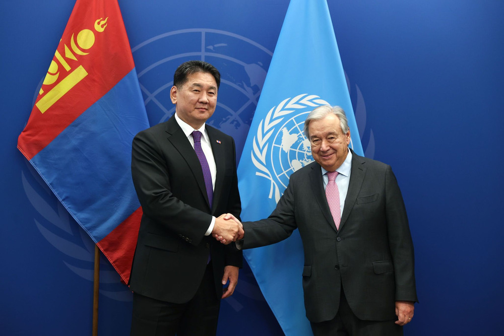 Монгол Улсын Ерөнхийлөгч У Хүрэлсүх НҮБ ын Ерөнхий нарийн бичгийн дарга Антонио Гутеррештэй уулзлаа